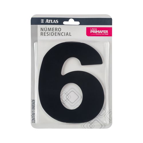 PRIMAFER - NUMERO RESIDENCIAL 6 ALUM PRETO 12,5CM